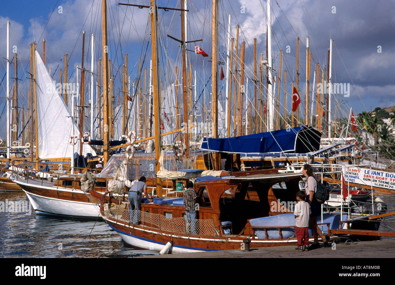Bodrum Turkish Turkey port harbor boat castle sea Stock Photo - Alamy