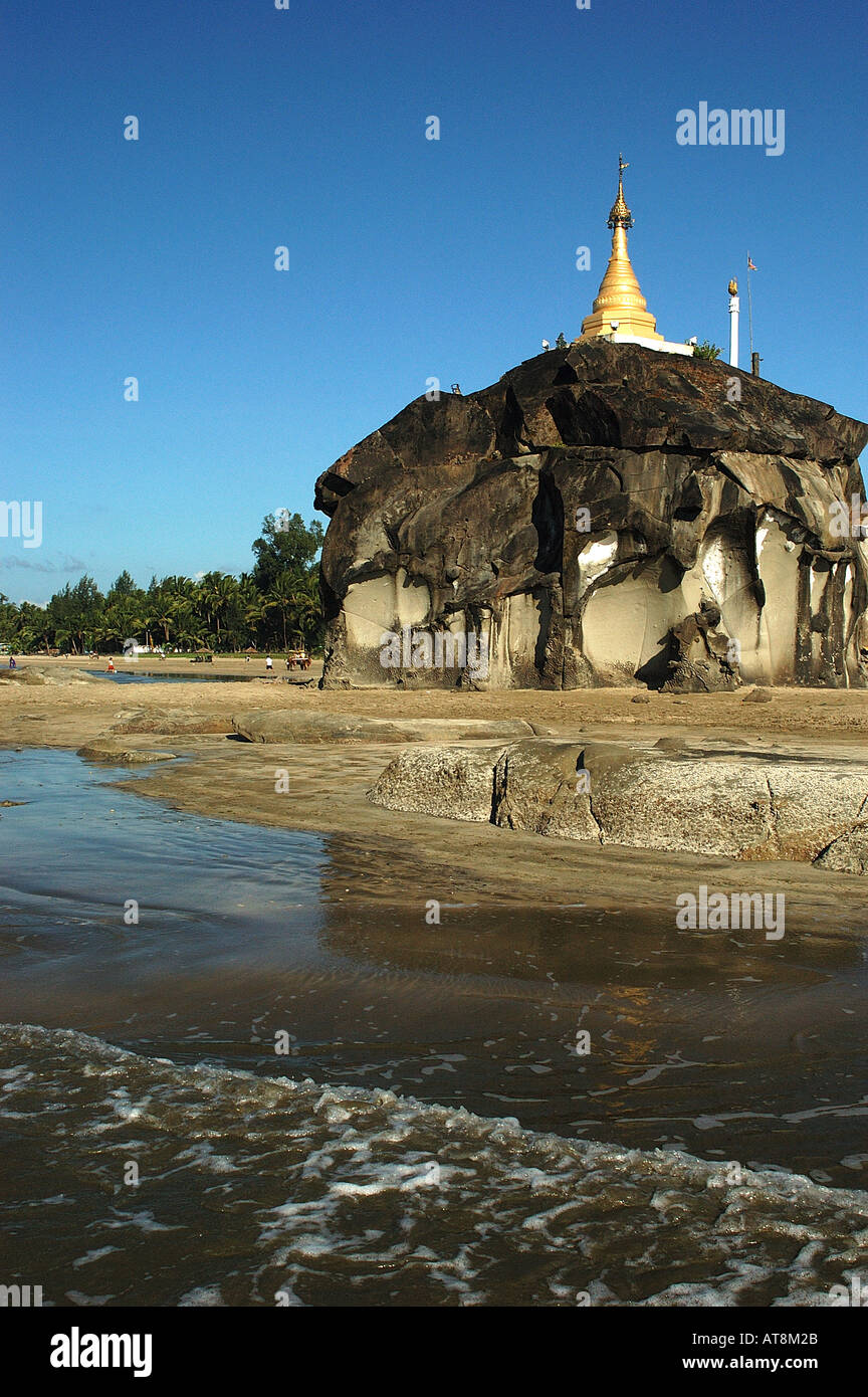 beachside pagoda Chaungtha Beach tourist resort Bay of Bengal Burma ...
