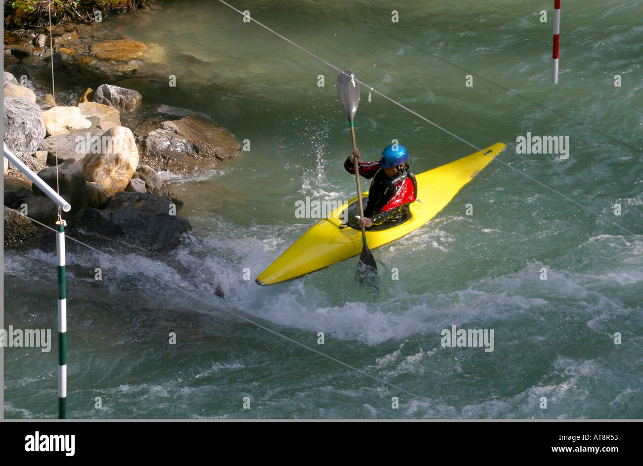 Kayaks on a dangerous river Stock Photo - Alamy