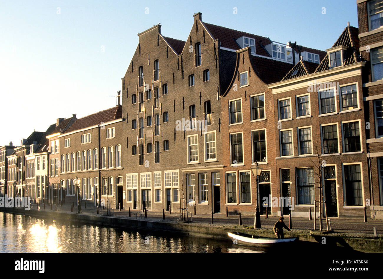 Old Rhine Leiden Holland Netherlands old town city historic Stock Photo ...