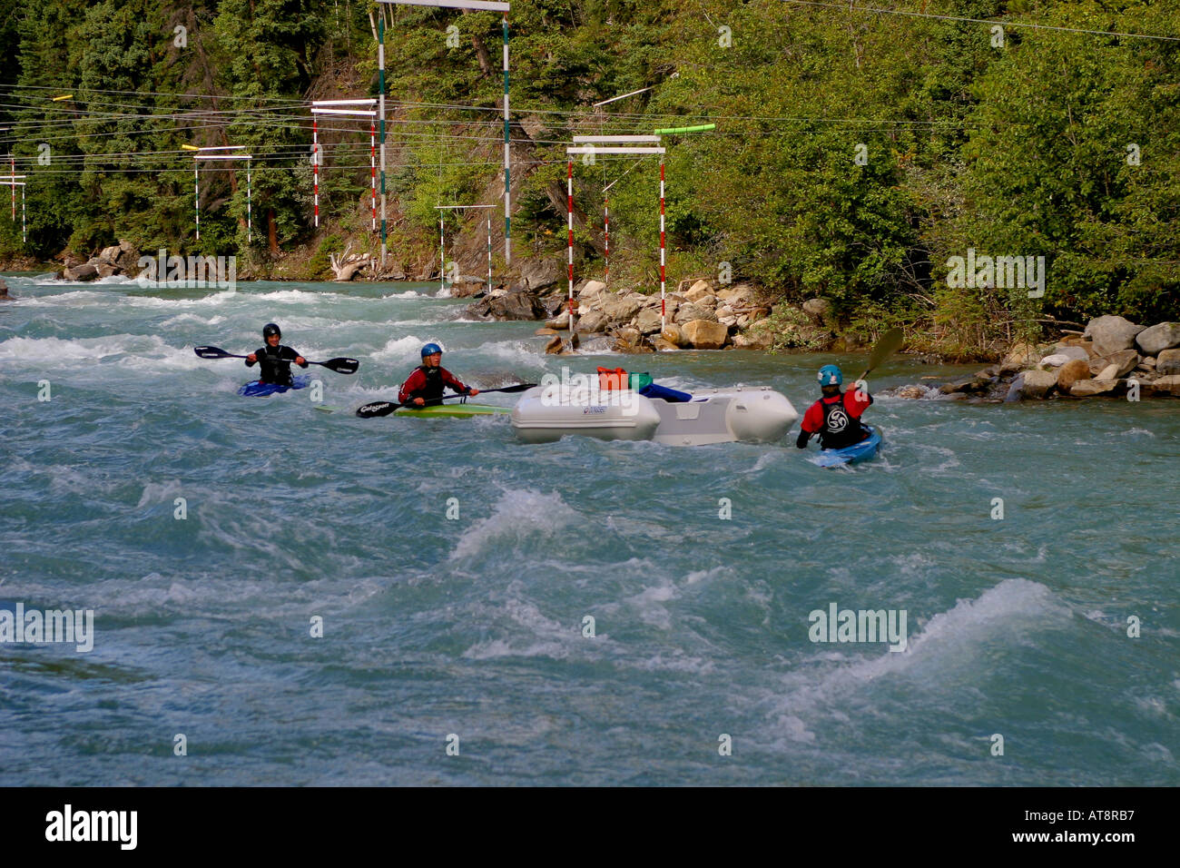Kayaks on a dangerous river Stock Photo - Alamy