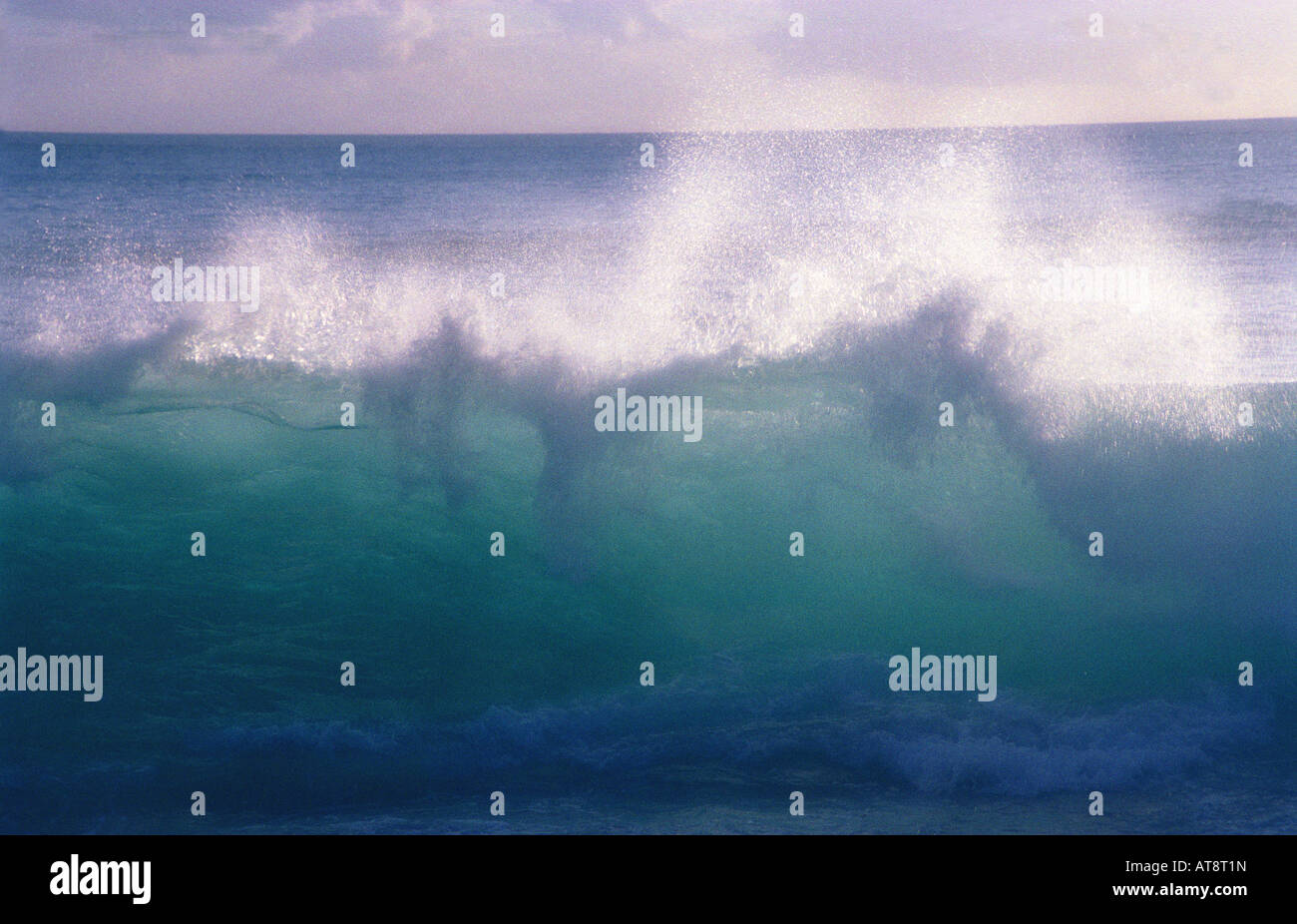 Beautiful blue wave about to break at Makaha beach, Island of Oahu ...