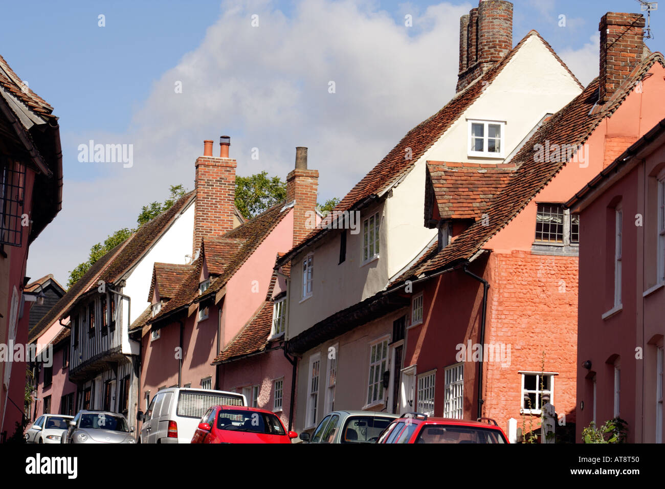 The historic and medieval Shilling Street Lavenham Suffolk UK Stock ...