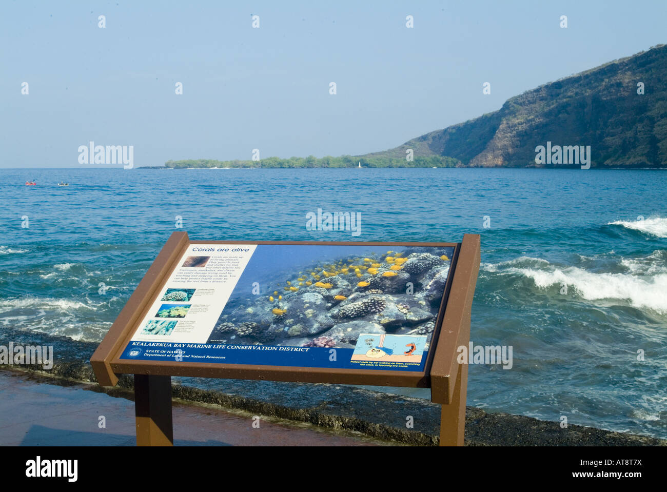 Sign about snorkeling and kayaking in Kealakekua Bay on the Big Island ...