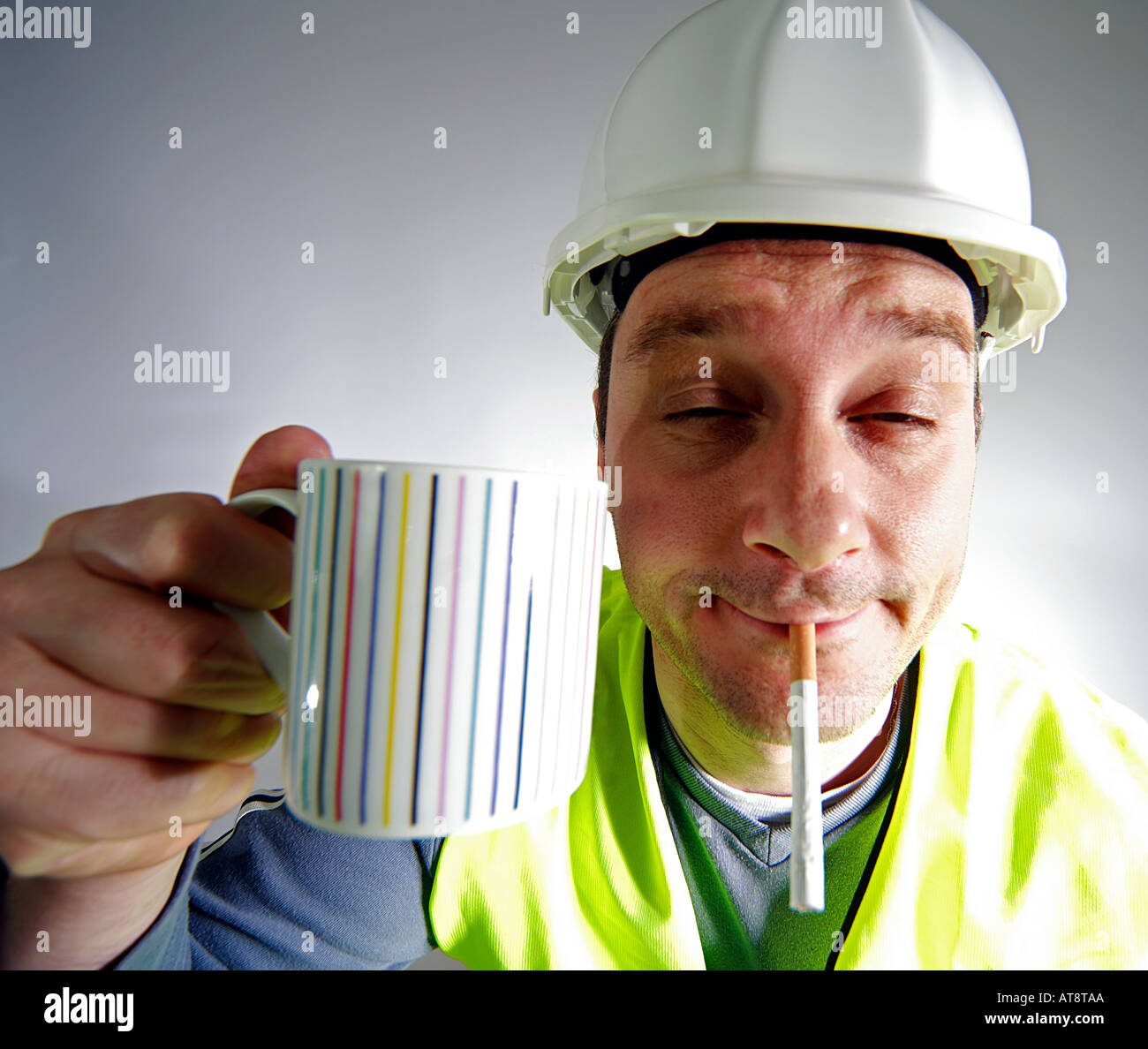 Typical construction worker at break time Stock Photo - Alamy Typical construction worker at break time Stock Photo - Alamy