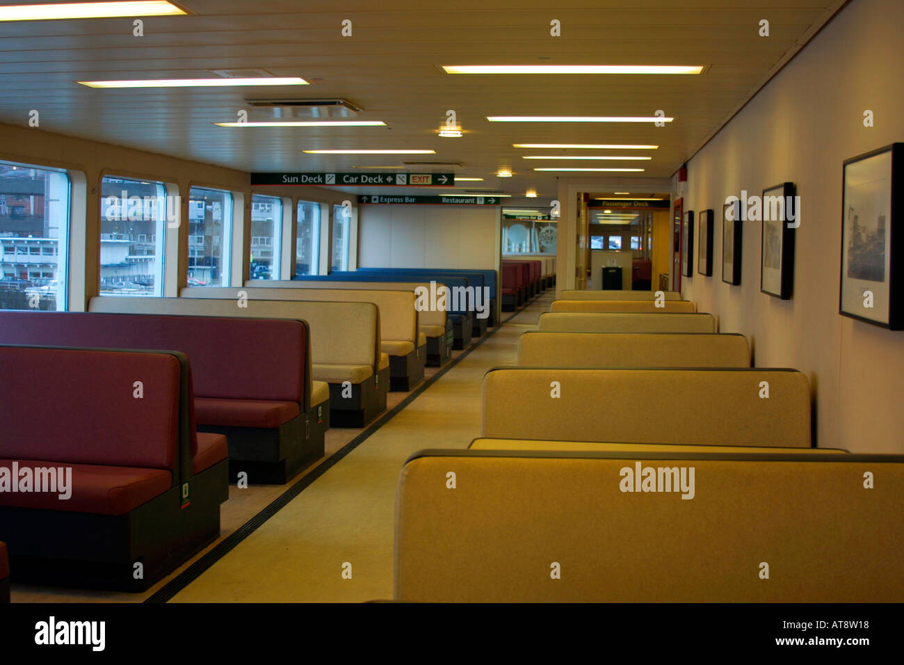 Inteior view of passenger cabin area on Washington State Ferry Seattle ...