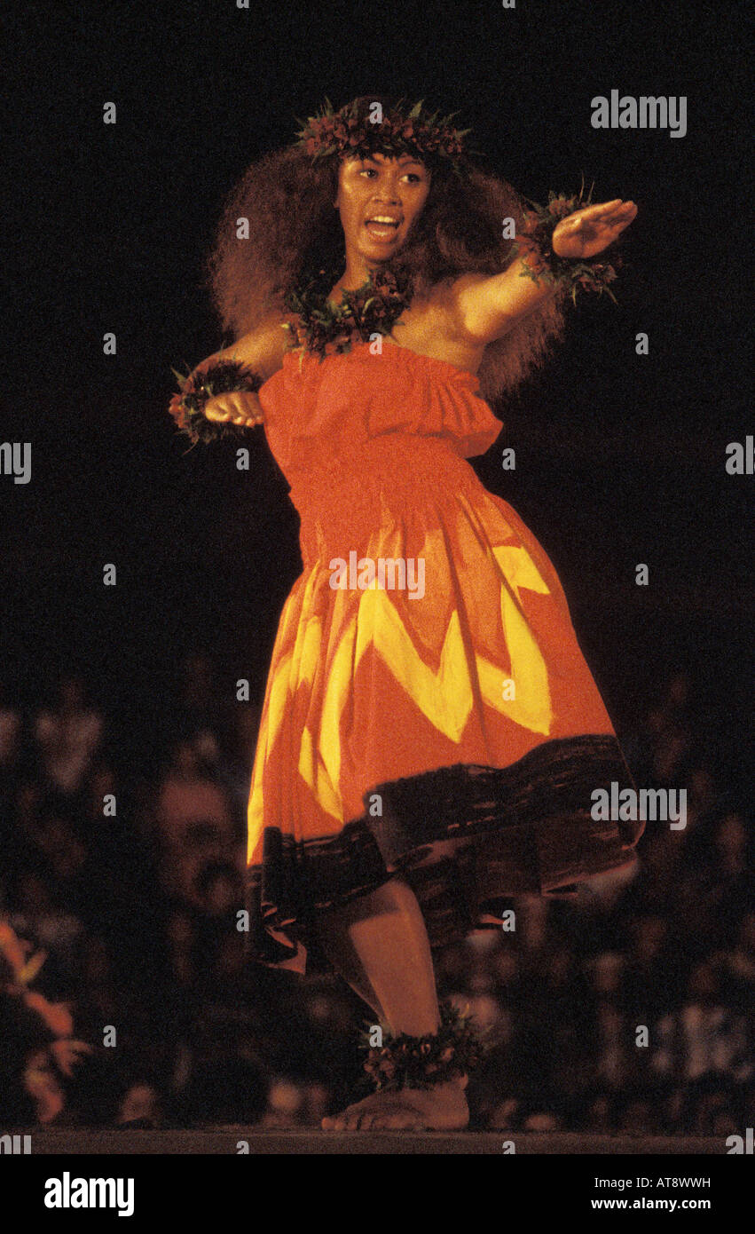 Woman (wahine) dancing Kahiko (modern form) hula at the Merrie Monarch ...