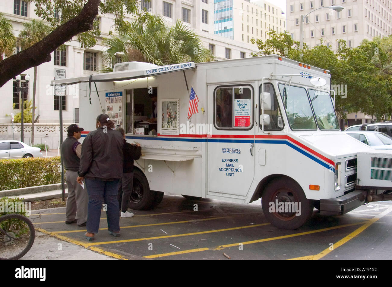 Miami Florida Street Life US Postal Service sells stamps from mobile ...