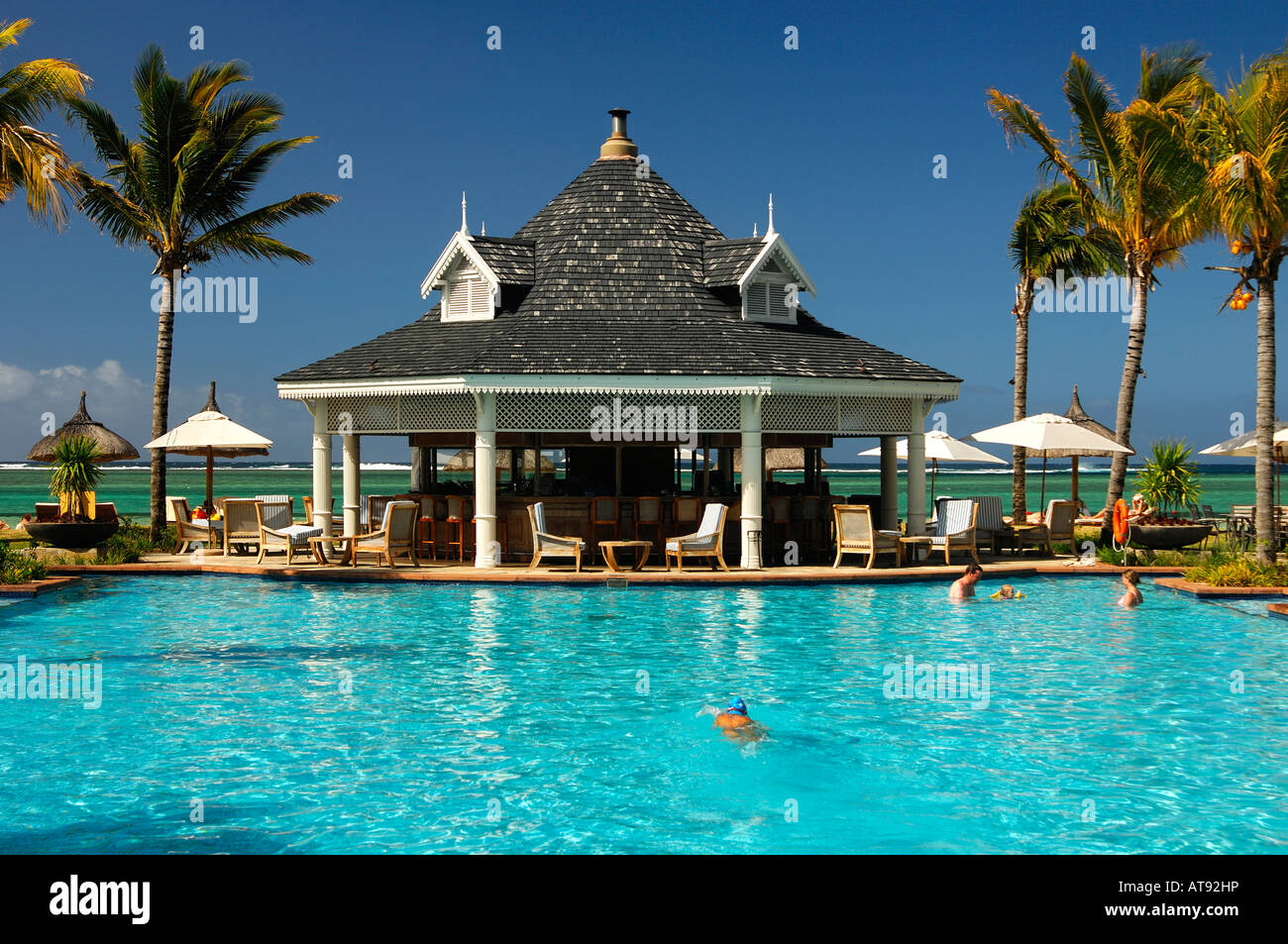 Swimming pool Resort Le Telfair Mauritius Stock Photo - Alamy