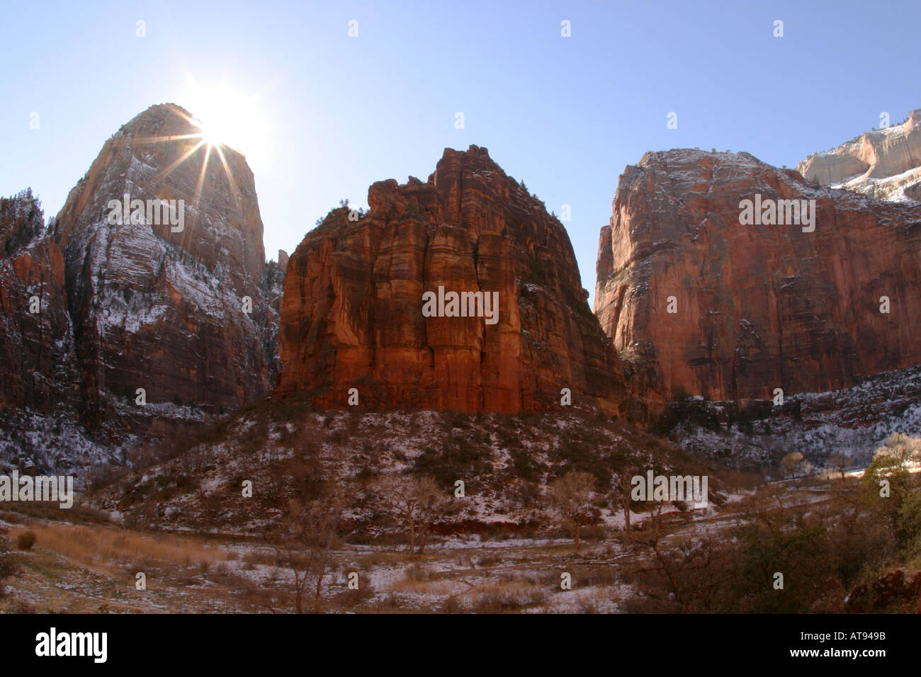Sunrise over Angels Landing Cable Mountain and The Organ Zion National ...