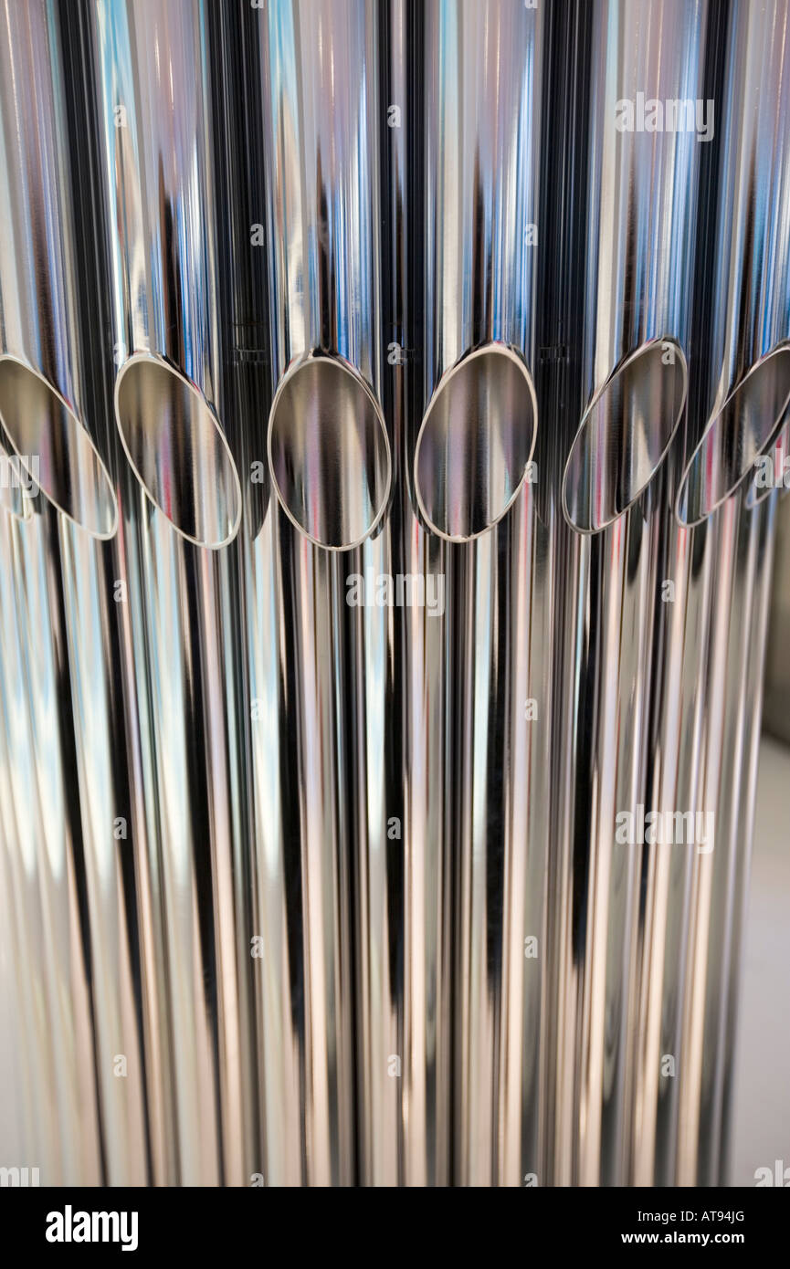 Metal tube design feature New Fiat Showroom London Stock Photo - Alamy