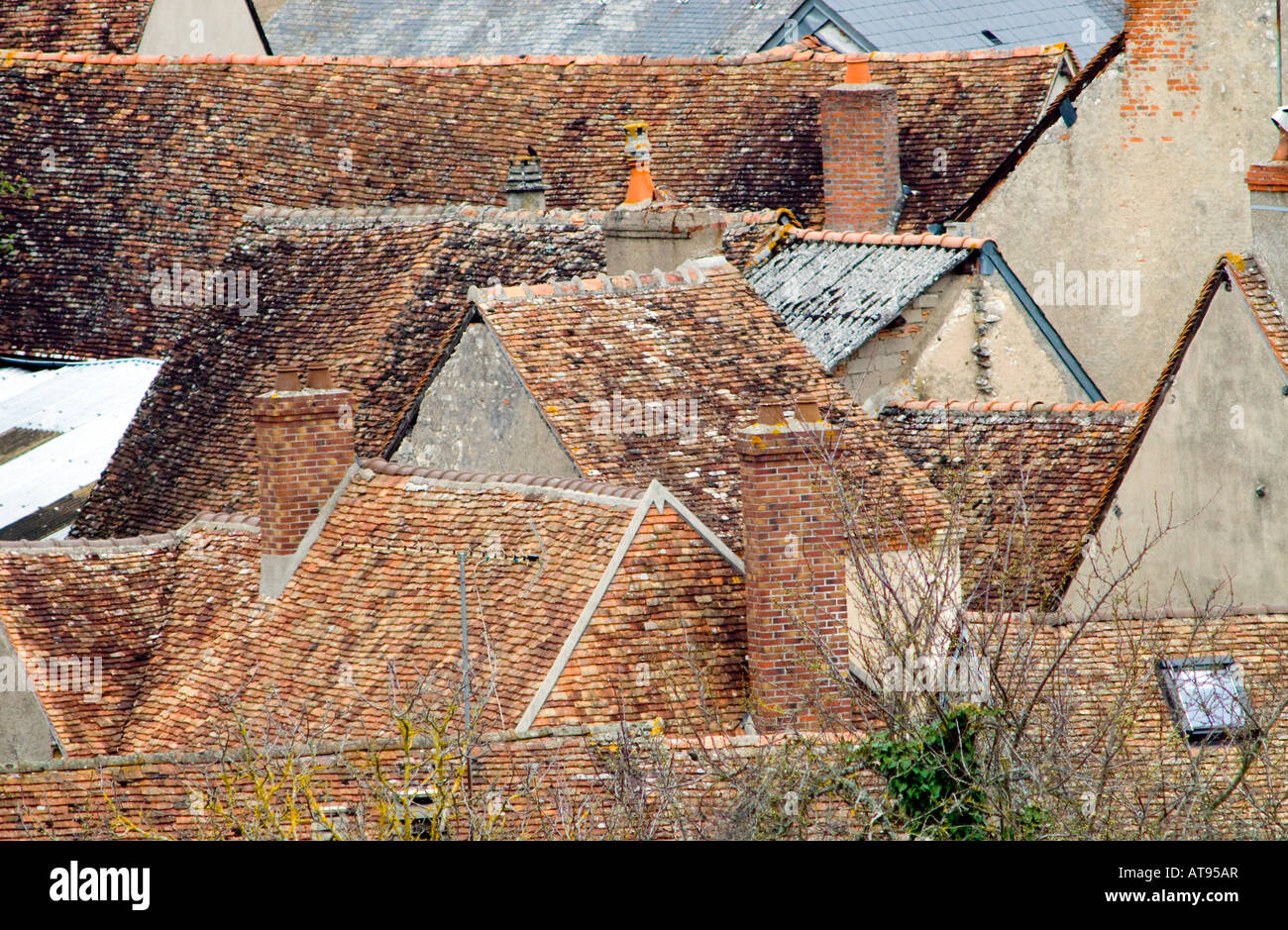 Rooftops in the village of Chavignol near Sancerre, in the Loire Valley ...