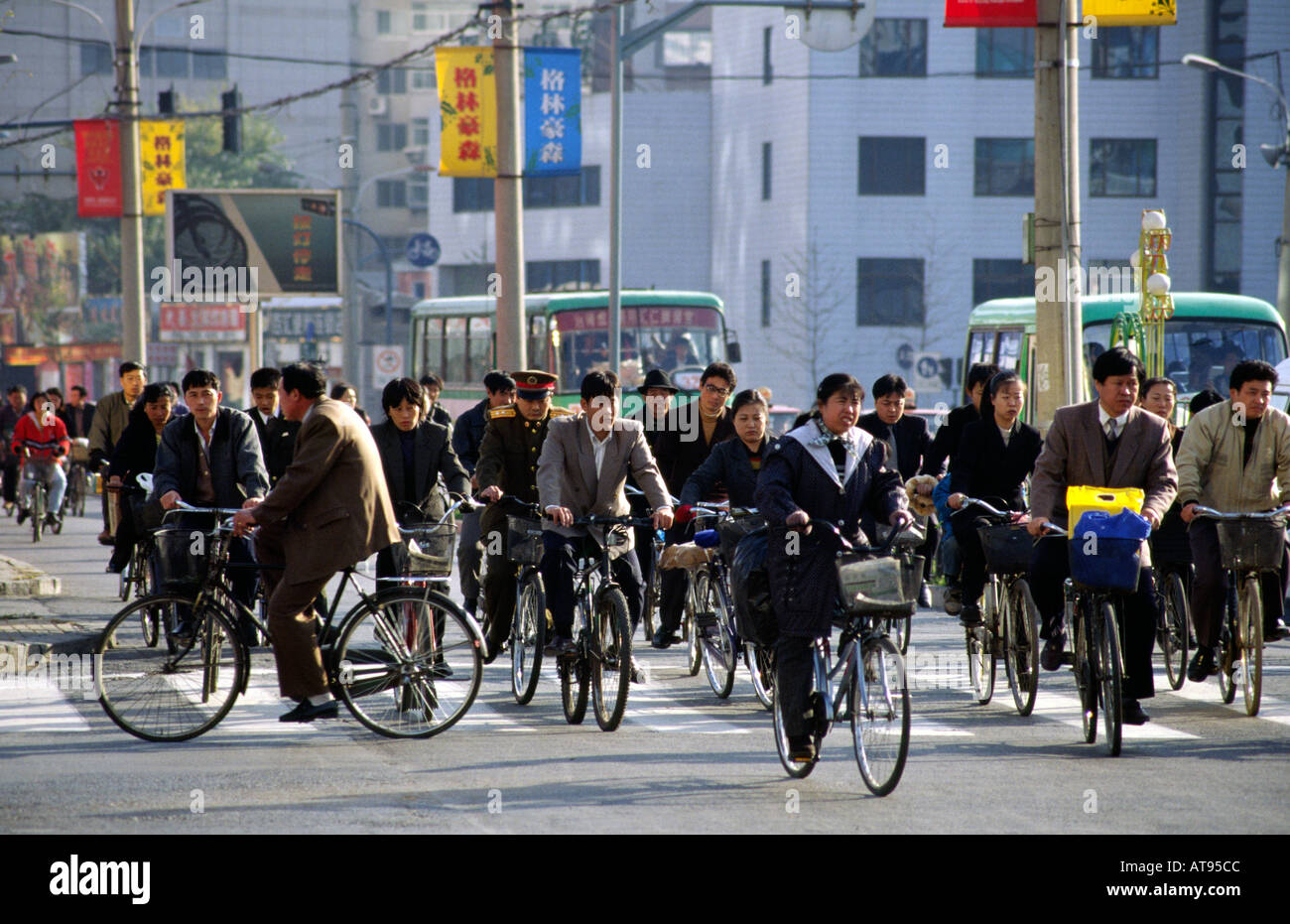 Bicycle jam in Shenyang China Stock Photo - Alamy
