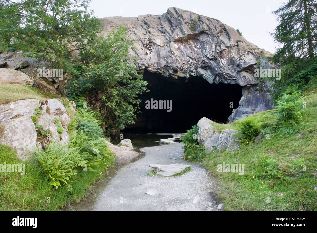 The entrance to Rydal Cave near Grasmere in the Lake District National ...
