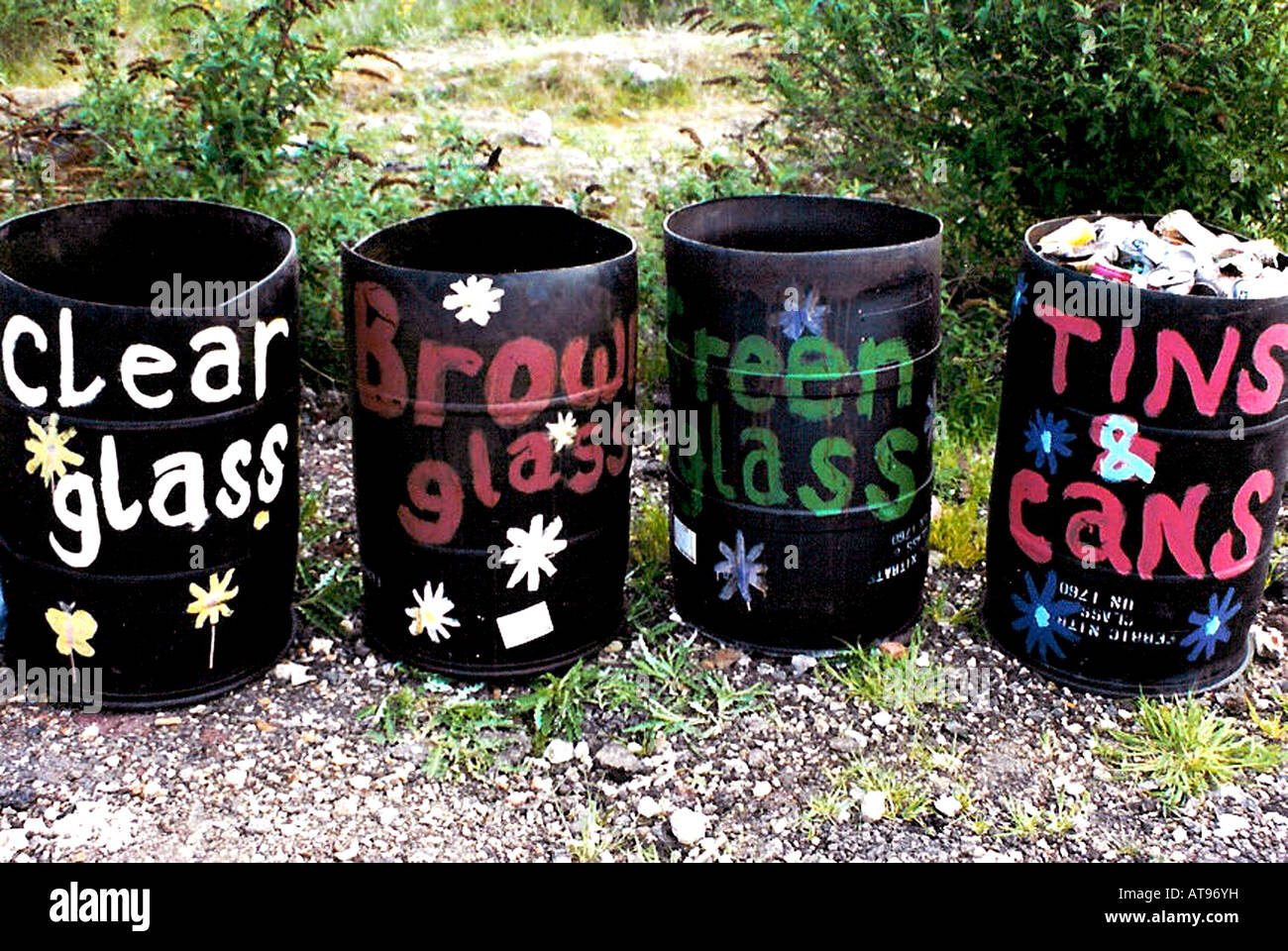 Recycling containers in London Stock Photo - Alamy