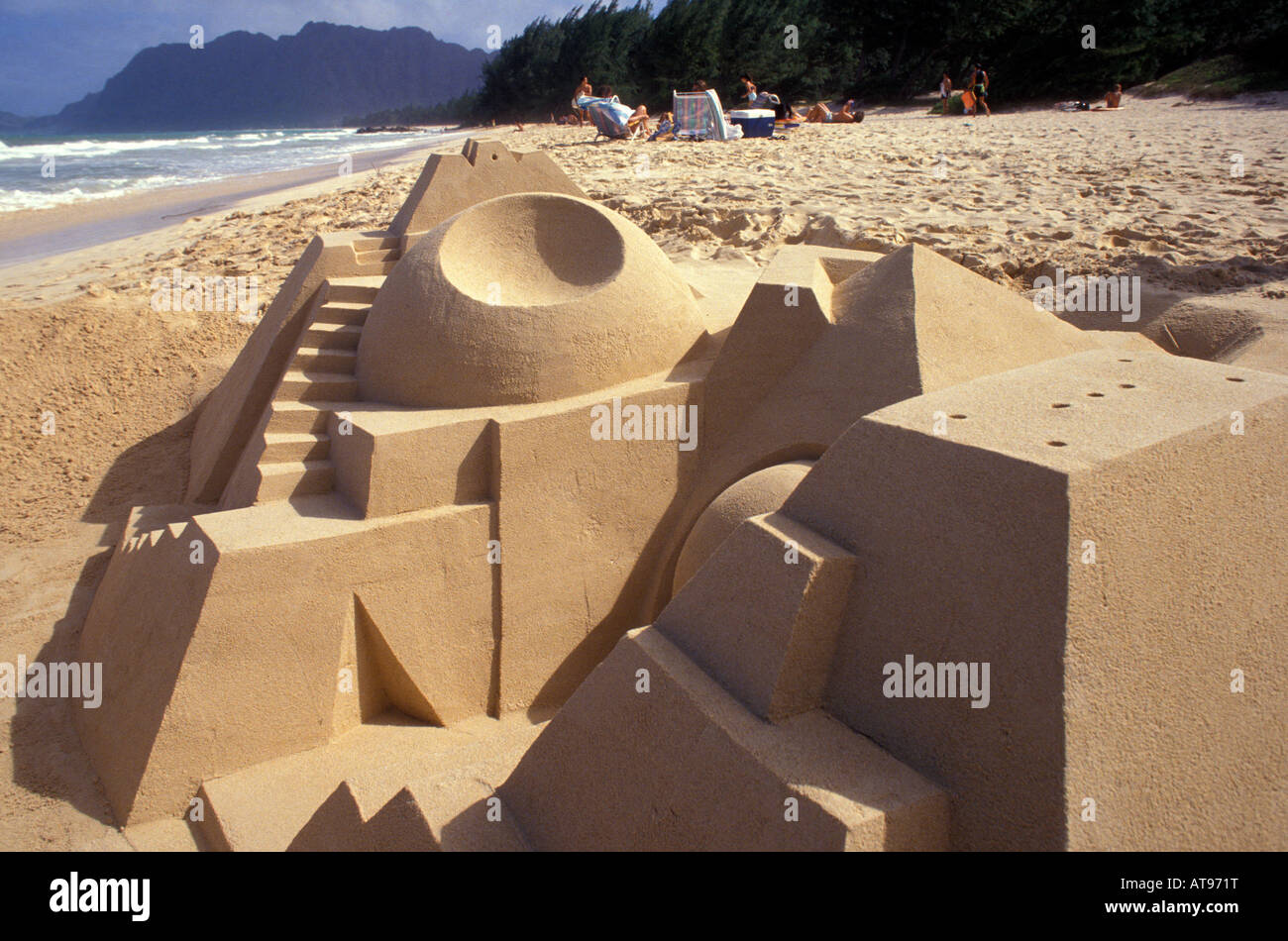 Artistic structure of a sand castle Stock Photo - Alamy