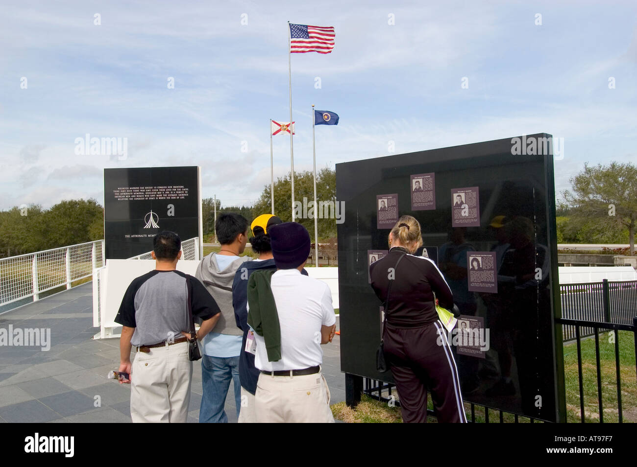Memorial for lost astronauts at Spaceship Shuttle display at NASA John ...