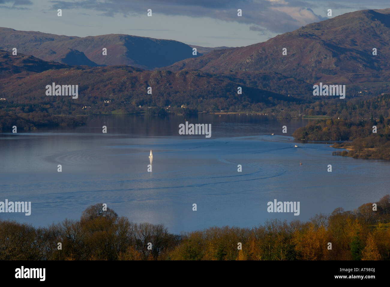 Lake Windermere from Brant Fell, Lake District National Park, Cumbria ...