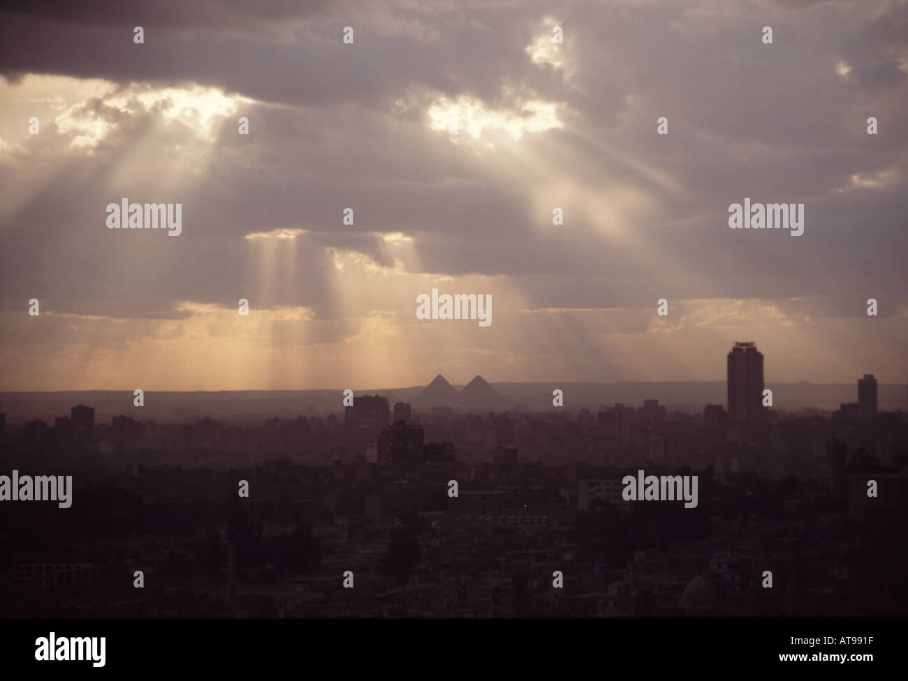 View of the Pyramids from the citadel Cairo, Egypt Stock Photo - Alamy