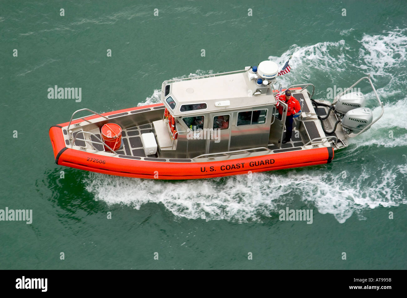 US Coast Guard boat patrols and protects the coast of eastern Florida ...