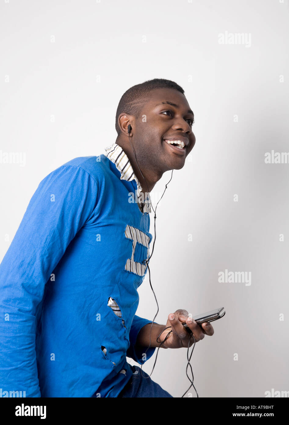 handsome man with MP3 player Stock Photo - Alamy