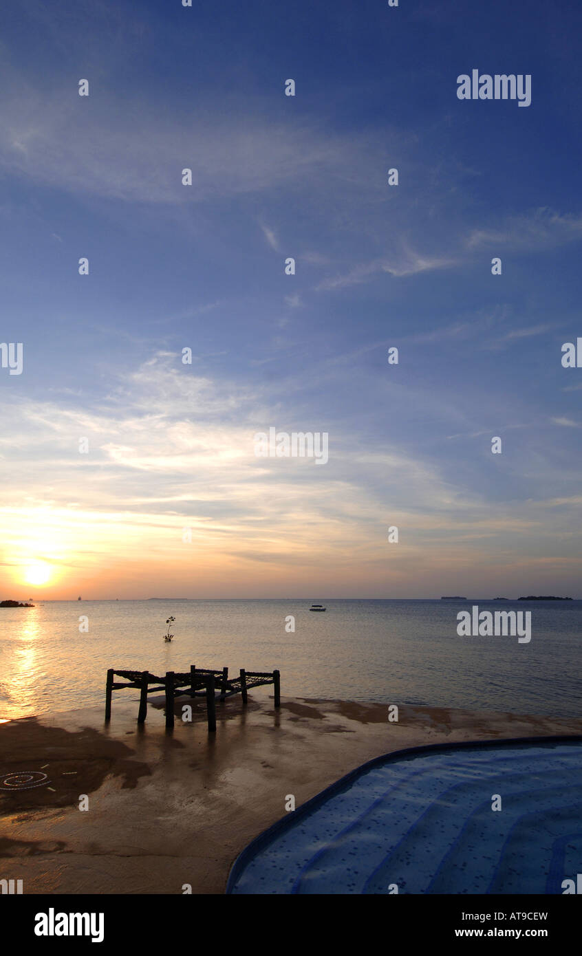 Sunset on the Indian Ocean at Maruhubi beach resort in Stone Town ...