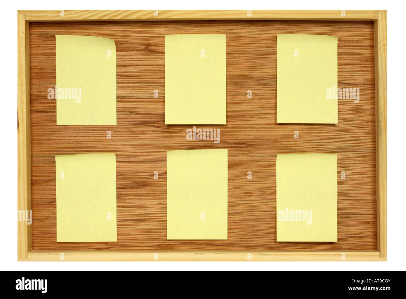 Notice board with six blank stickies Stock Photo - Alamy