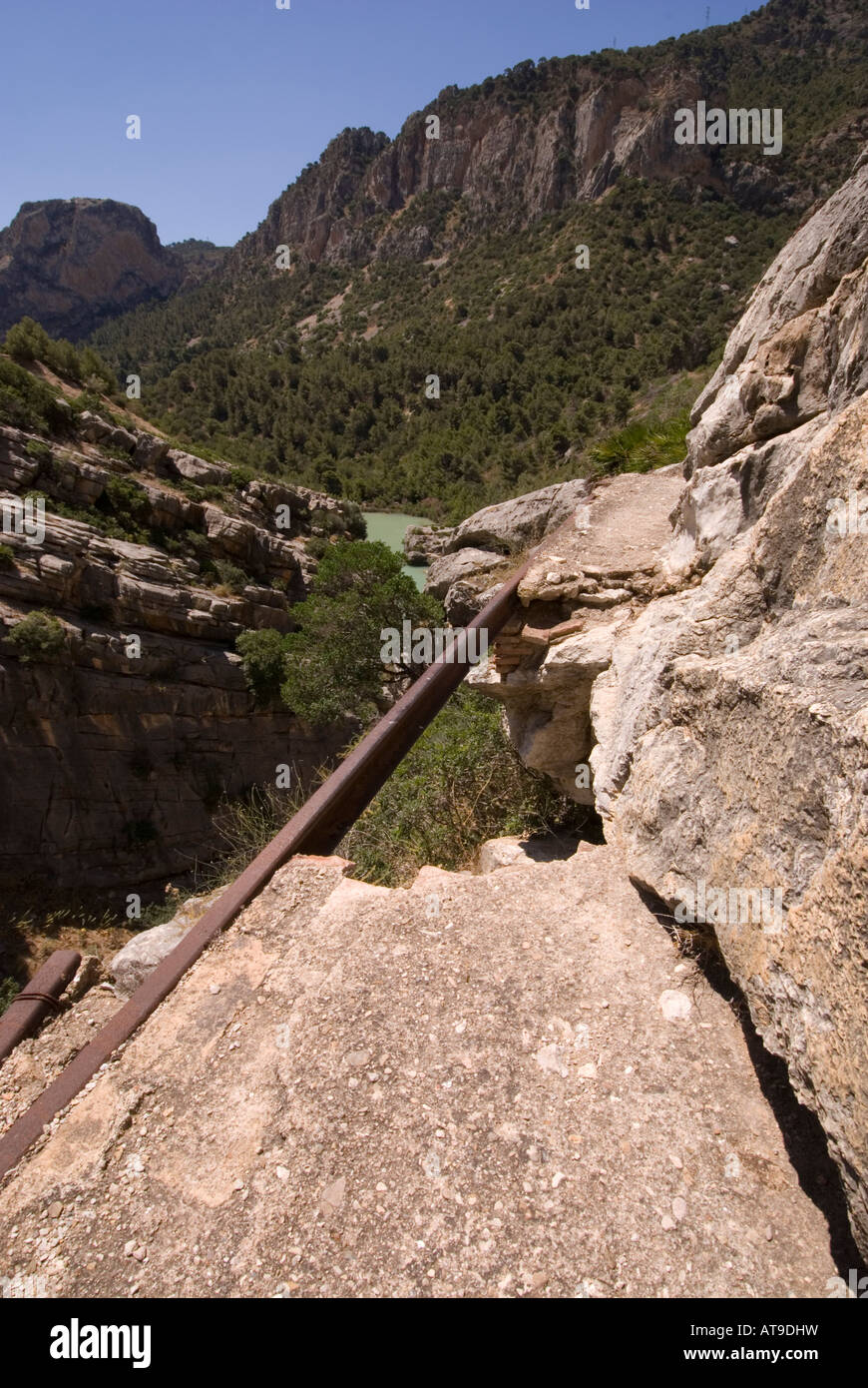 Close up part of the crumbling Camino del Rey walkway, Andalusia, Spain ...