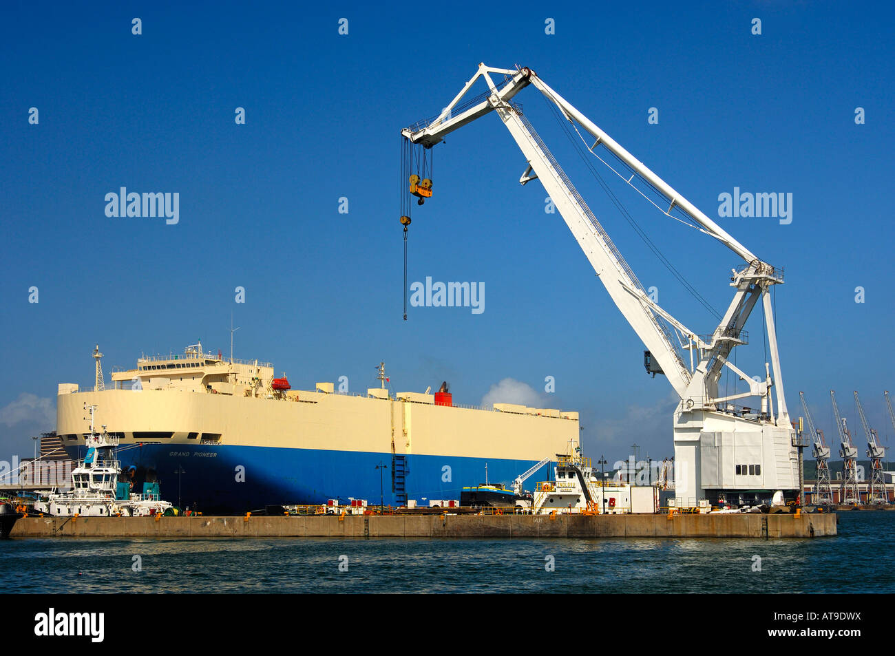 Roro ship Grand Pioneer at the loading berth of port of Durban South ...