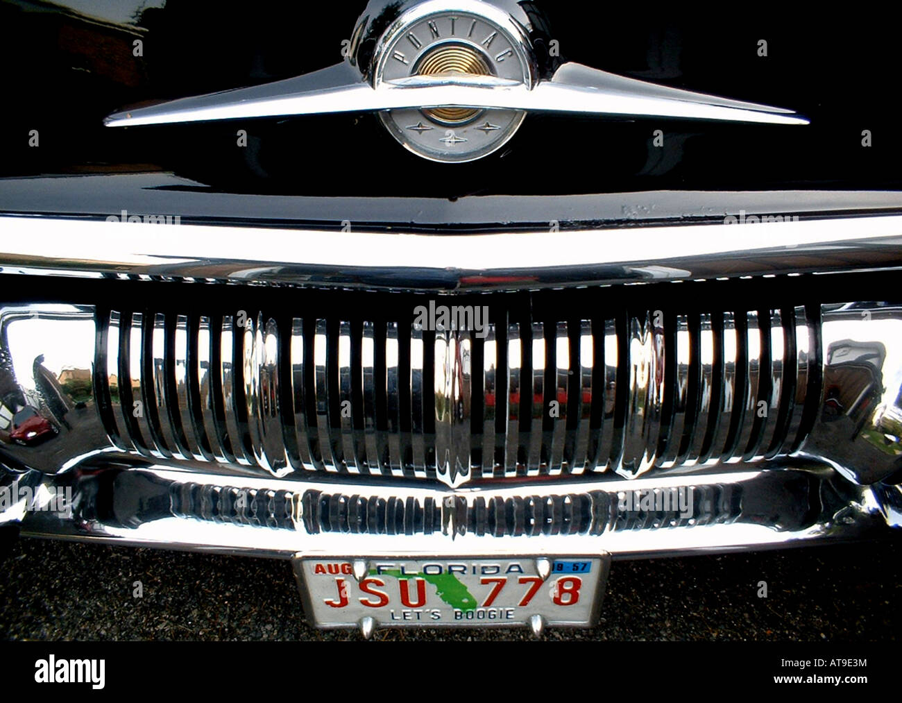 Front of classic Pontiac American car pictured in England Stock Photo ...