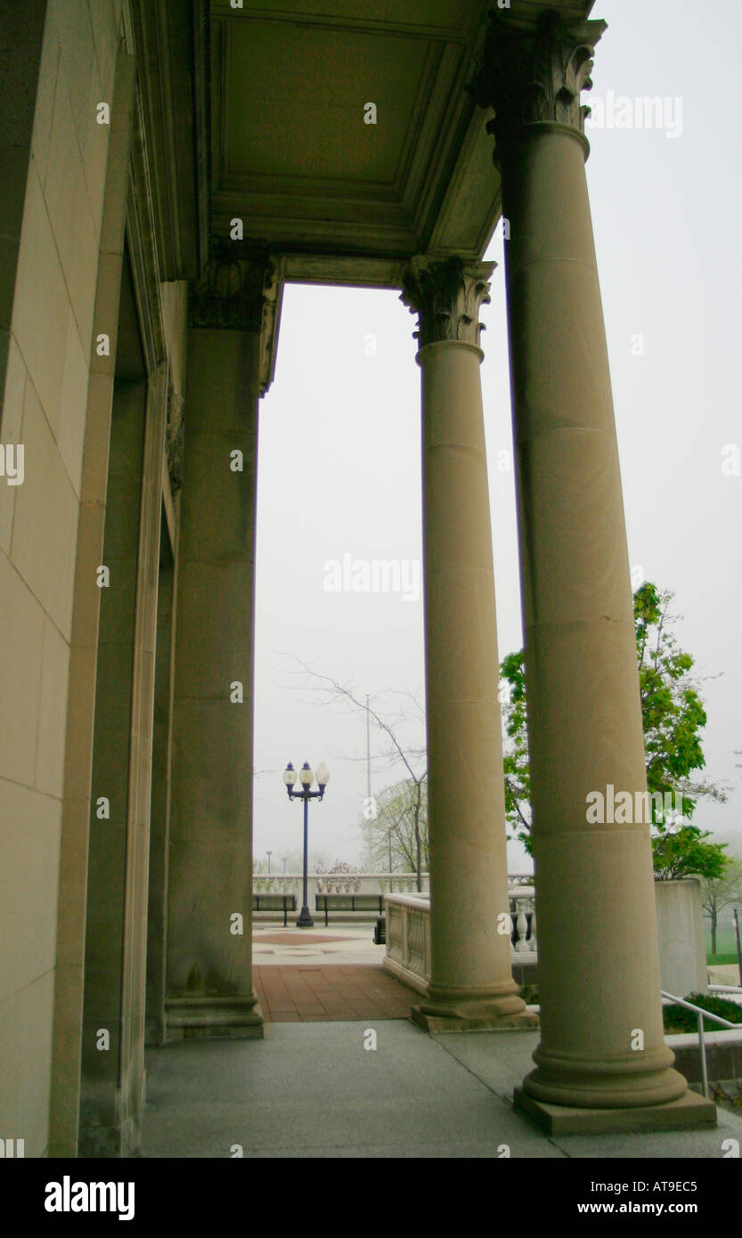 Lamp Post and columns in front of Memorial Hall in Racine Wisconsin ...