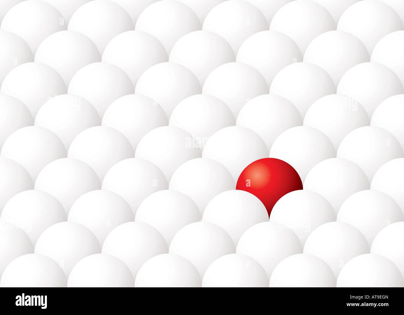 Illustration of being different with one red ball againt many white ...