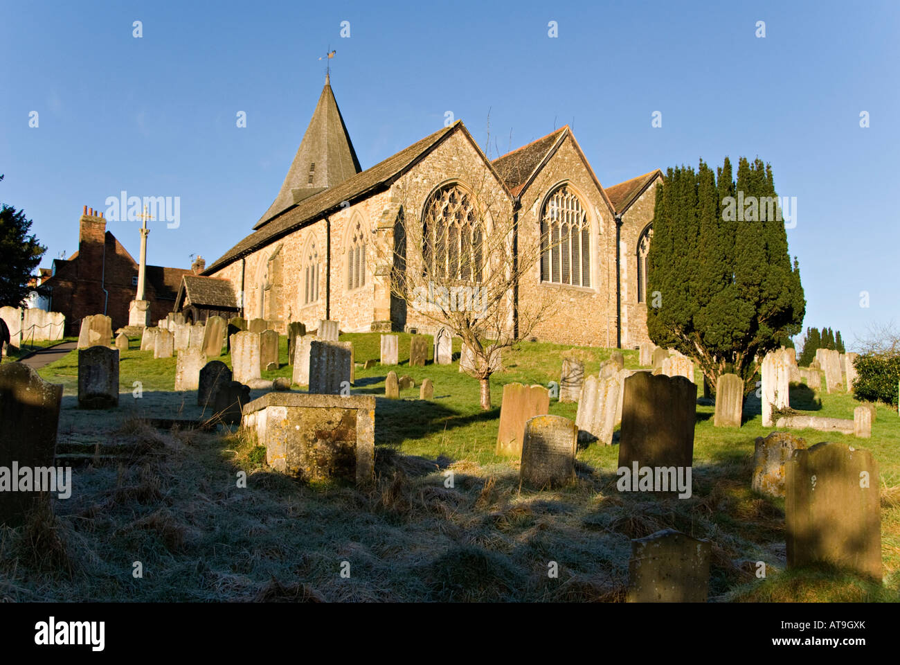 Early Morning View of St. Mary's Church, Westerham, Kent, England Stock ...