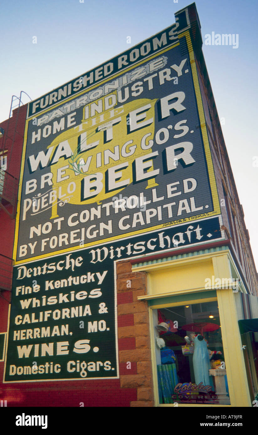 Historic advertising on wall near Union Depot Pueblo Colorado USA Stock ...