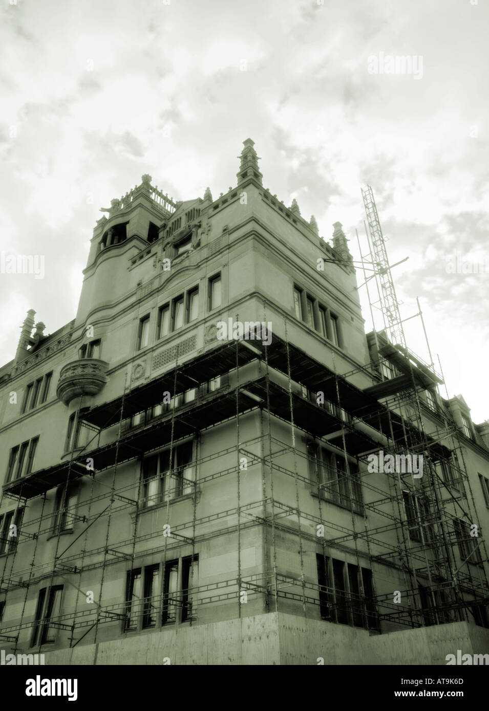 Spooky building restoration Stock Photo - Alamy