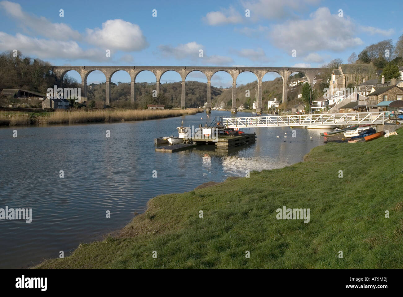 Railway viaduct over the River Tamar Calstock Cornwall England Stock ...
