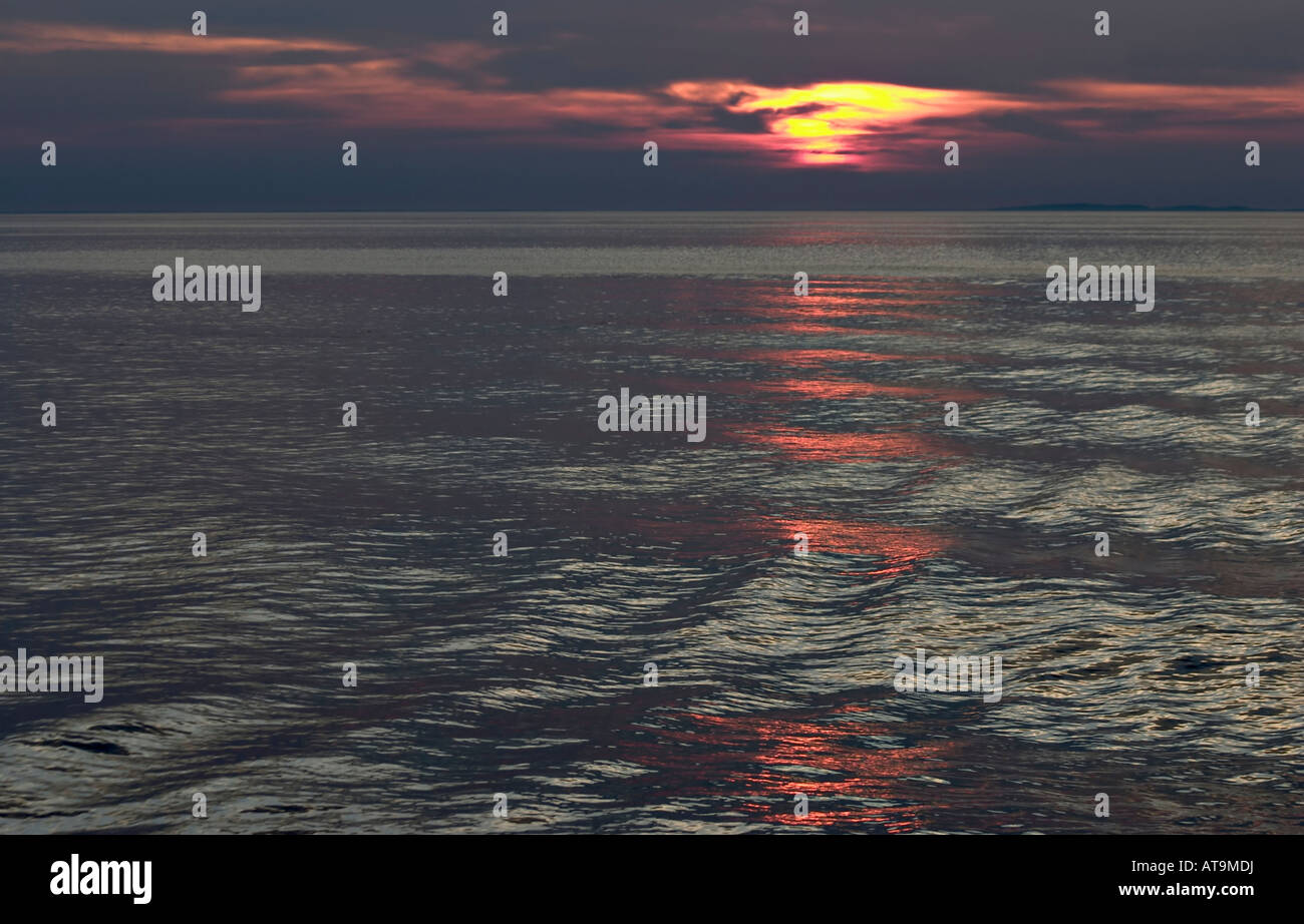 The Atlantic Ocean at sunset from aboard a ship leaving Bar Harbor ...