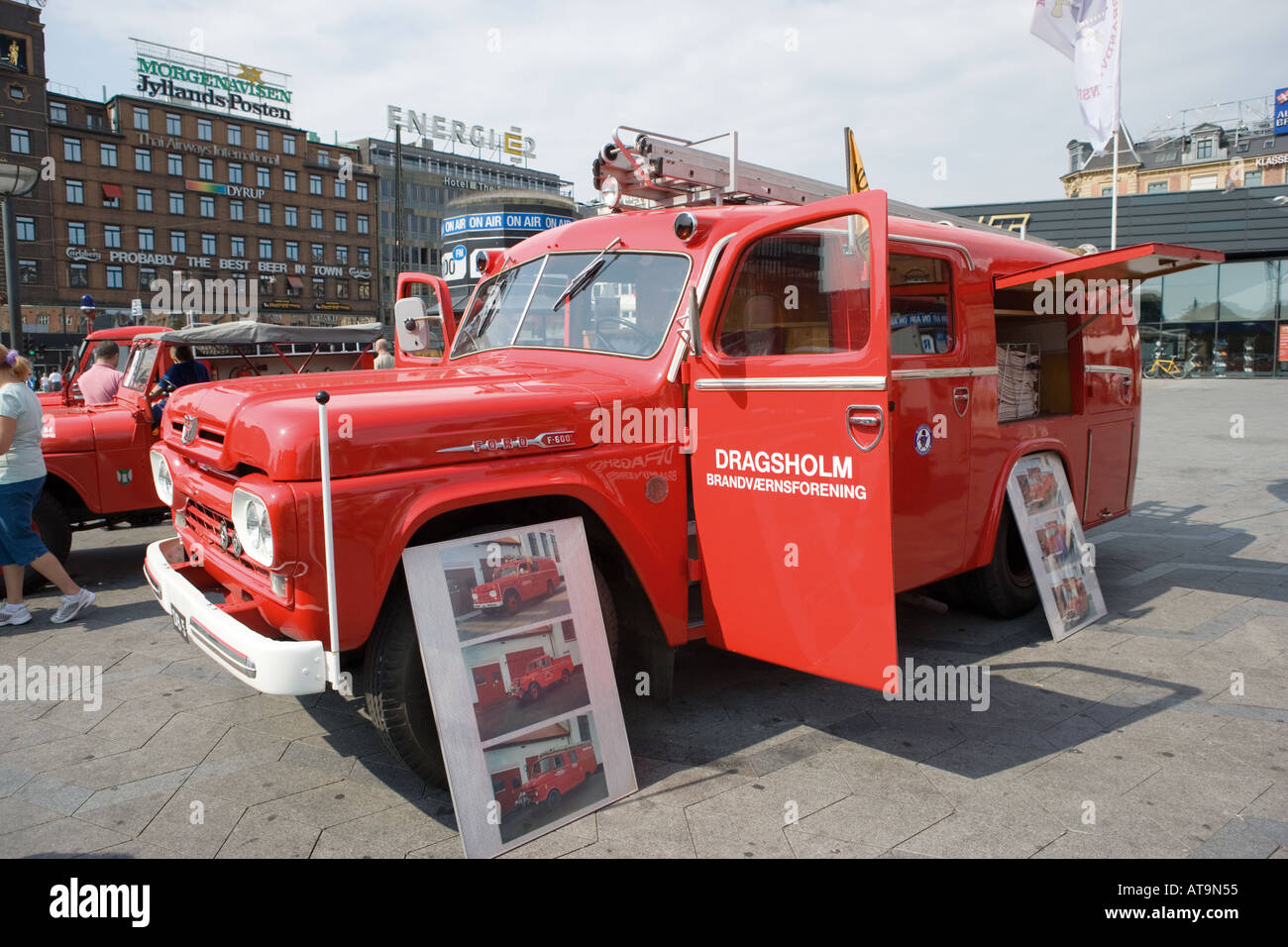 Classic fire engine on display in Copenhagen Denmark Ford registered ...