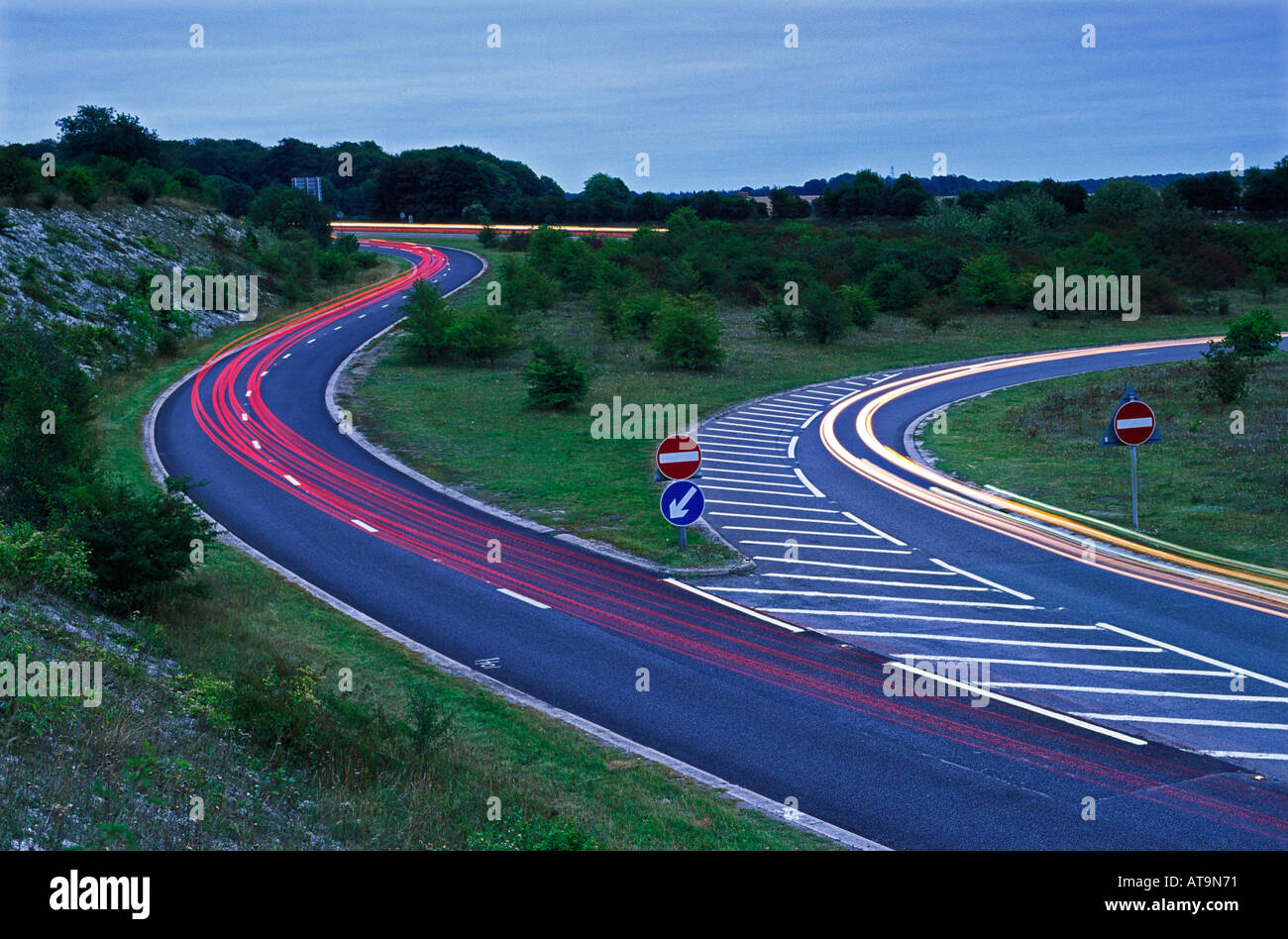 Long exposure of vehicles entering and exiting the A303 dual ...
