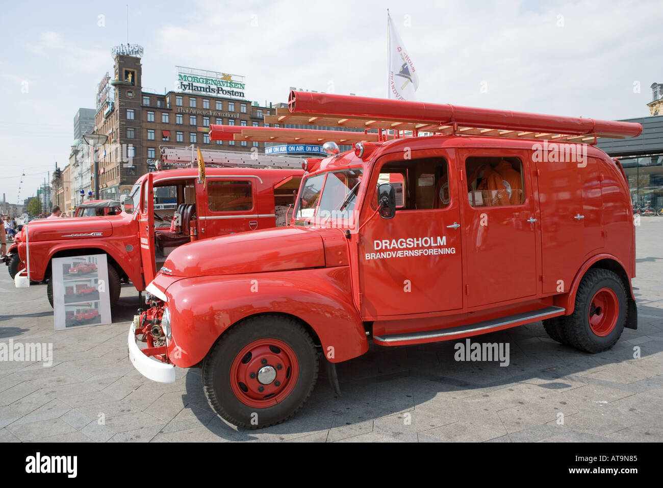 Classic fire engine on display in Copenhagen Denmark Volvo registered ...
