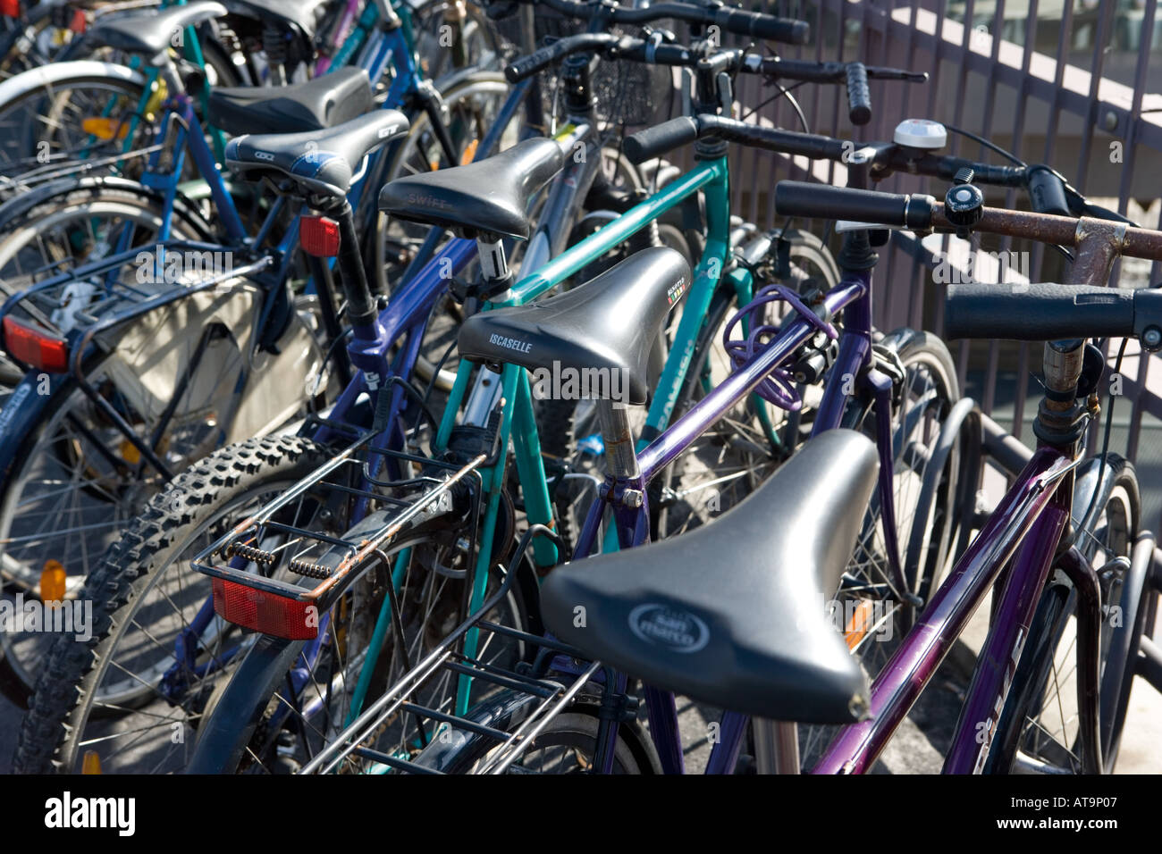 Rows of bicycles in bike park Stock Photo - Alamy