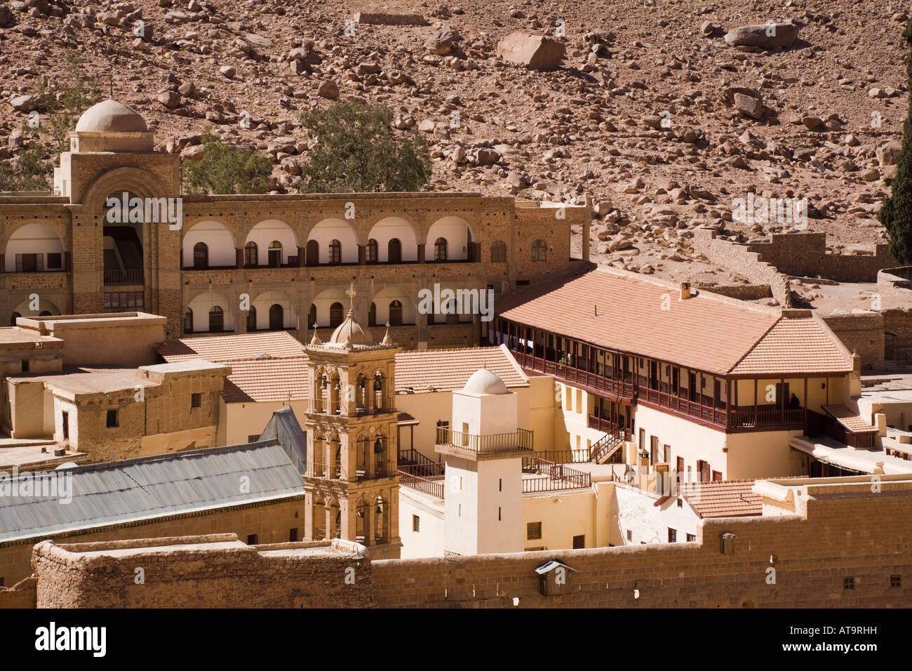 St Catherine's monastery 6th century with fortress walls in Sinai high ...