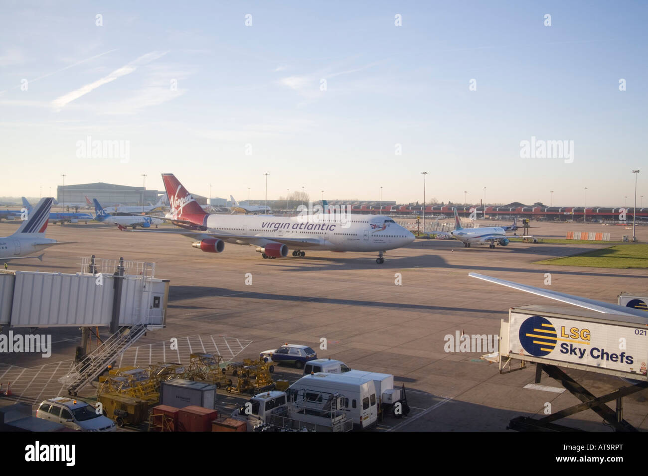 Manchester England UK February Virgin Atlantic Boeing 747 400 taxiing ...