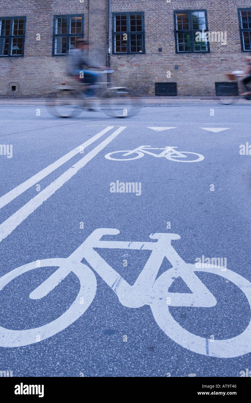Copenhagen Denmark Bicycle rider and cycle lane Stock Photo - Alamy