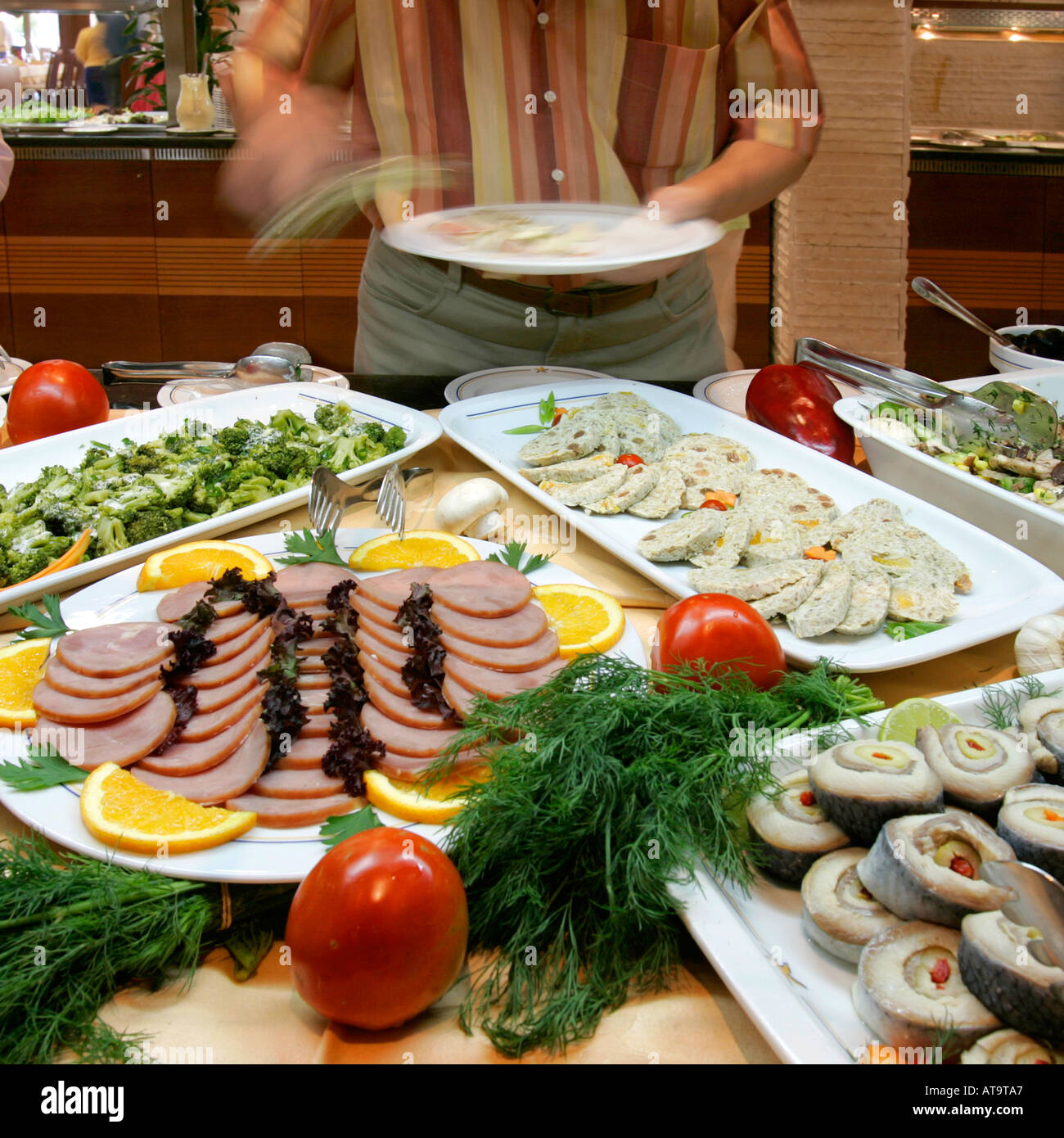 Restaurant traffic jam food salad starter salami hungry struggle stress ...