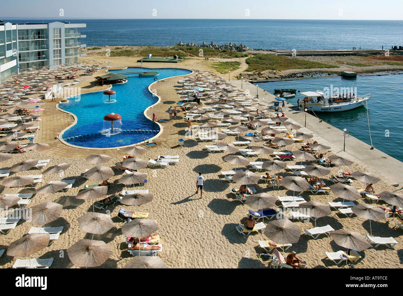 St St Constantine Helena bay pier jetty quay holidays tourist chaise ...