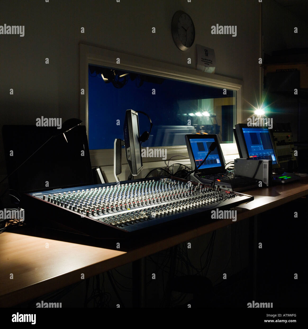 internet television TV recording studio monitor screen on air mixing ...