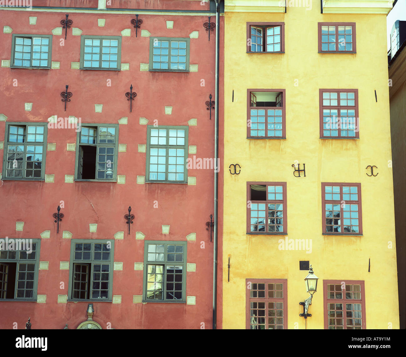 Sweden. Stockholm. Color facades and windows of Gamla Stan houses (old ...