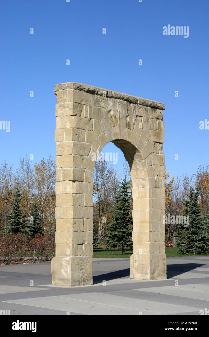 ARCHITECTURE: sandstone arch; remnants of an historic building, Calgary ...