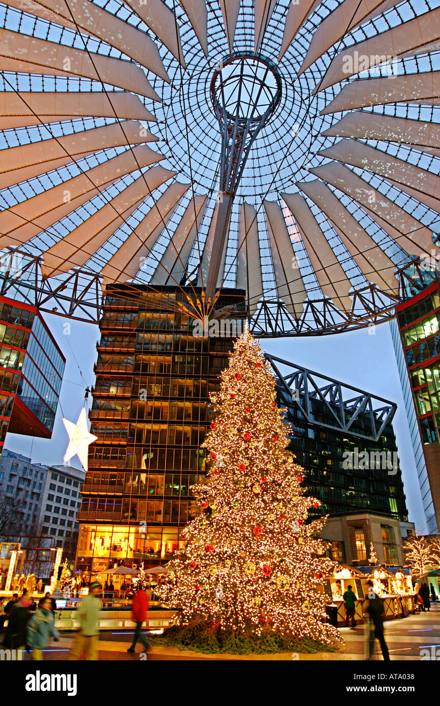 Berlin Potsdamer Platz Sony Center Atrium christmas tree Stock Photo ...